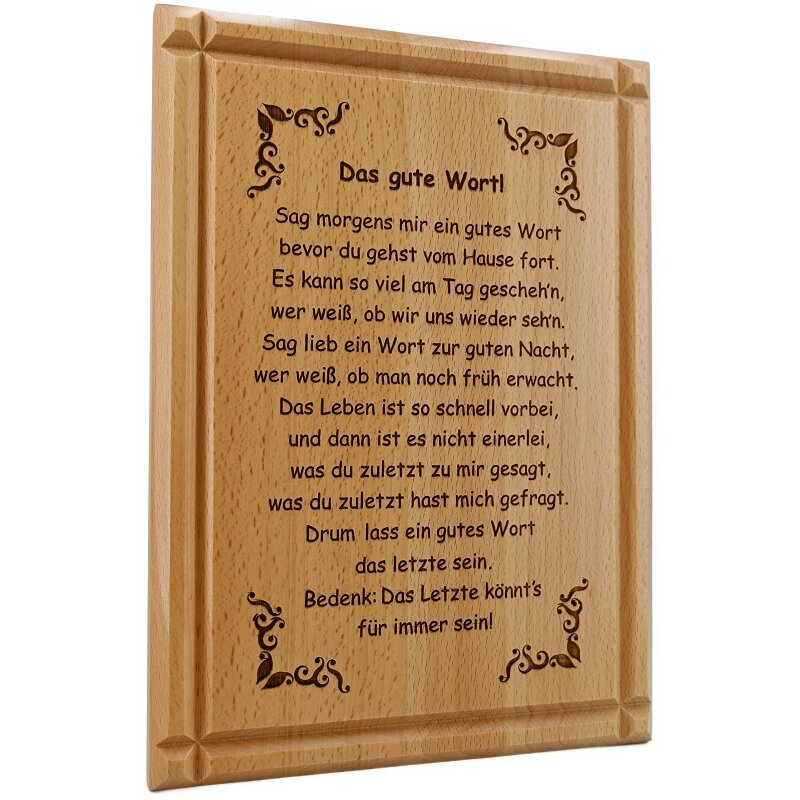 Holzwandbild - Das gute Wort auf Holztafel gelasert, 19,80